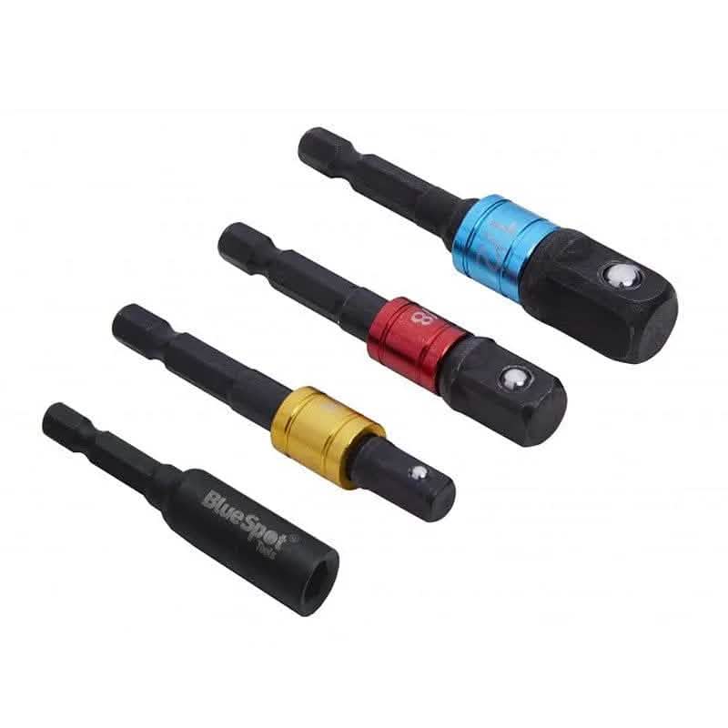 £4.99 Impact Socket Adaptors Colour Coded Convertor Hex Bit Holder 1/4 3/8 1/2 - 4PC Bluespot ...