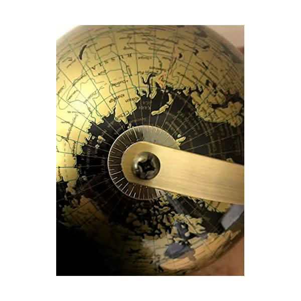 £26.95 Rotating World Globe with Desktop Stand Black & Gold Revolving ...