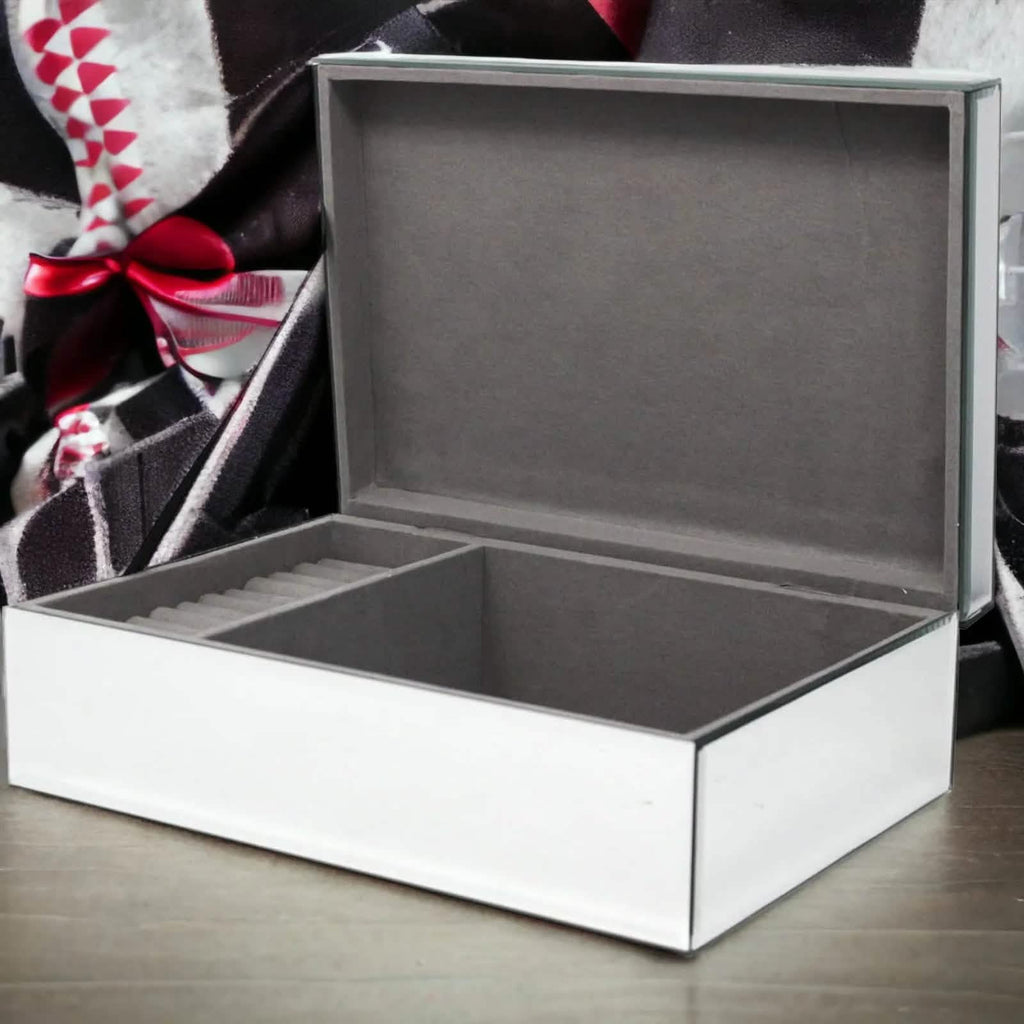 £9.99 Mirror Crystal Jewellery Box – Crushed Crystal Diamante Glass ...
