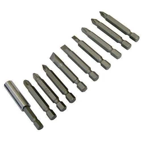 £1.99 10 Pce - 50Mm Magnetic Pozi Philips Slotted Power Screwdriver Bit Set Holder tooltime ...