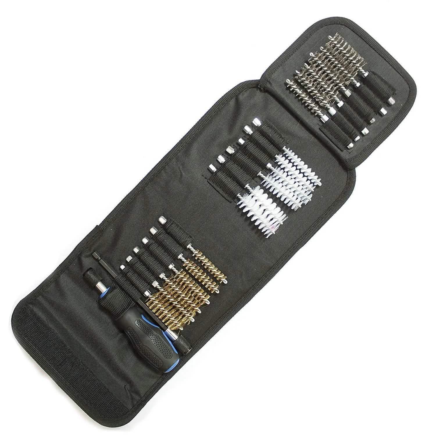 £14.99 20Pc Spiral Thin Wire Brush Set Brass Hex Head Handle Drill Bit ...