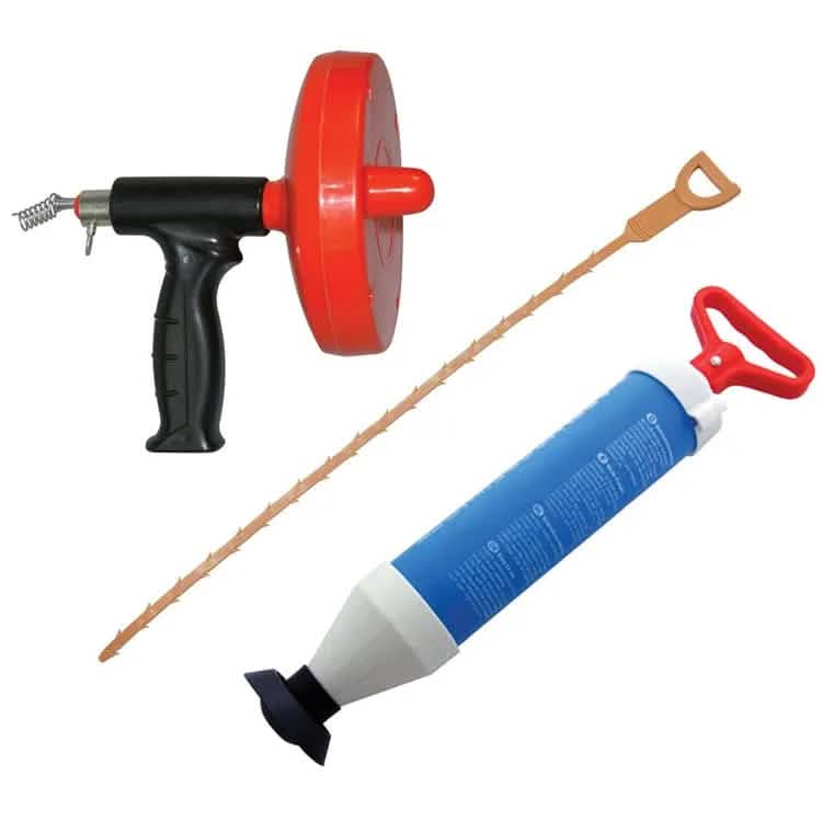 £8.99 3 PC DRAIN UNBLOCKER TOOL SET PUMP PLUNGER PIPE CLEANER SINK BATH ...