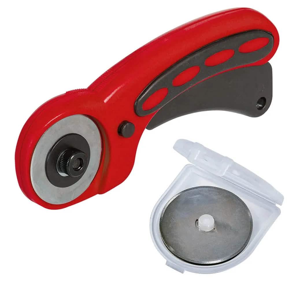 45mm Rotary Cutter with 6pc Blades | Fabric Paper Card Craft Safety Cu