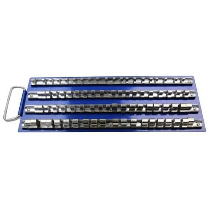 £8.99 Metal 80 Socket Rail Tray Holder 1/4 3/8 1/2 Drive Large Storage ...