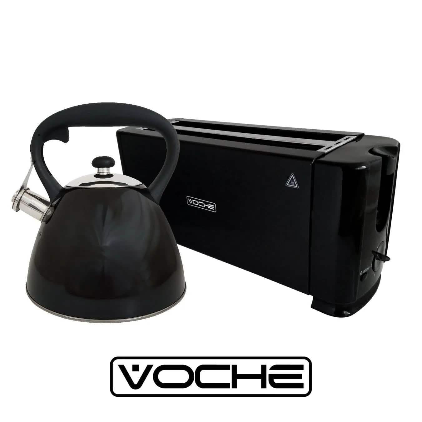 £31.49 VOCHE BLACK 3L STAINLESS STEEL WHISTLING KETTLE AND 4 SLICE ...