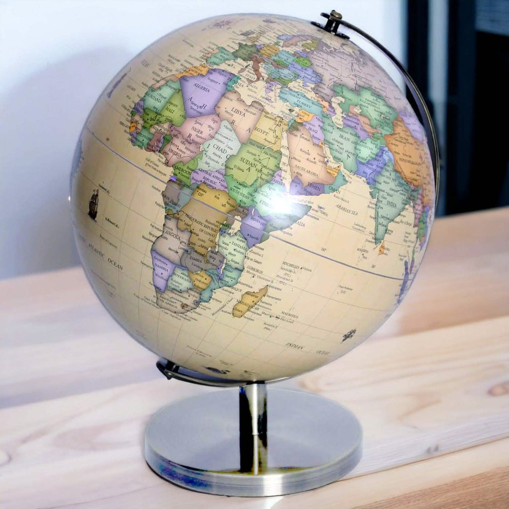 £14.95 Rotating World Globe on Stand Educational Revolving Desktop ...